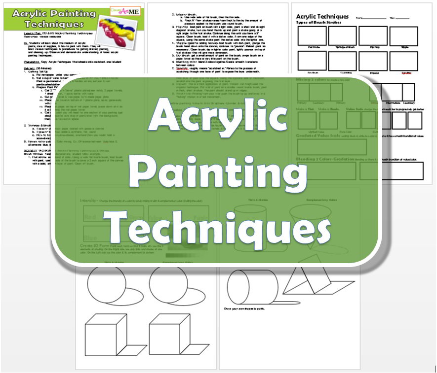 Acrylic Painting Techniques Lesson Plan Worksheets Preview Create