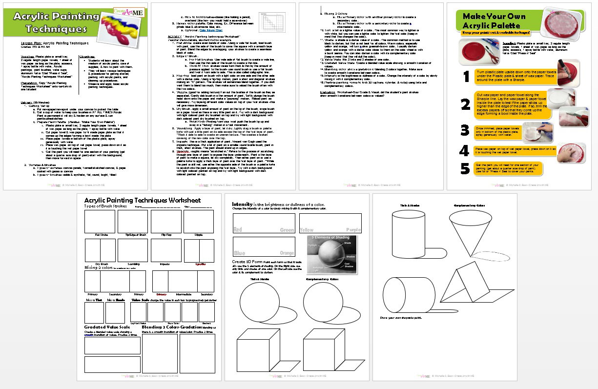 Acrylic Painting Techniques Lesson Plan Worksheet Create Art With Me